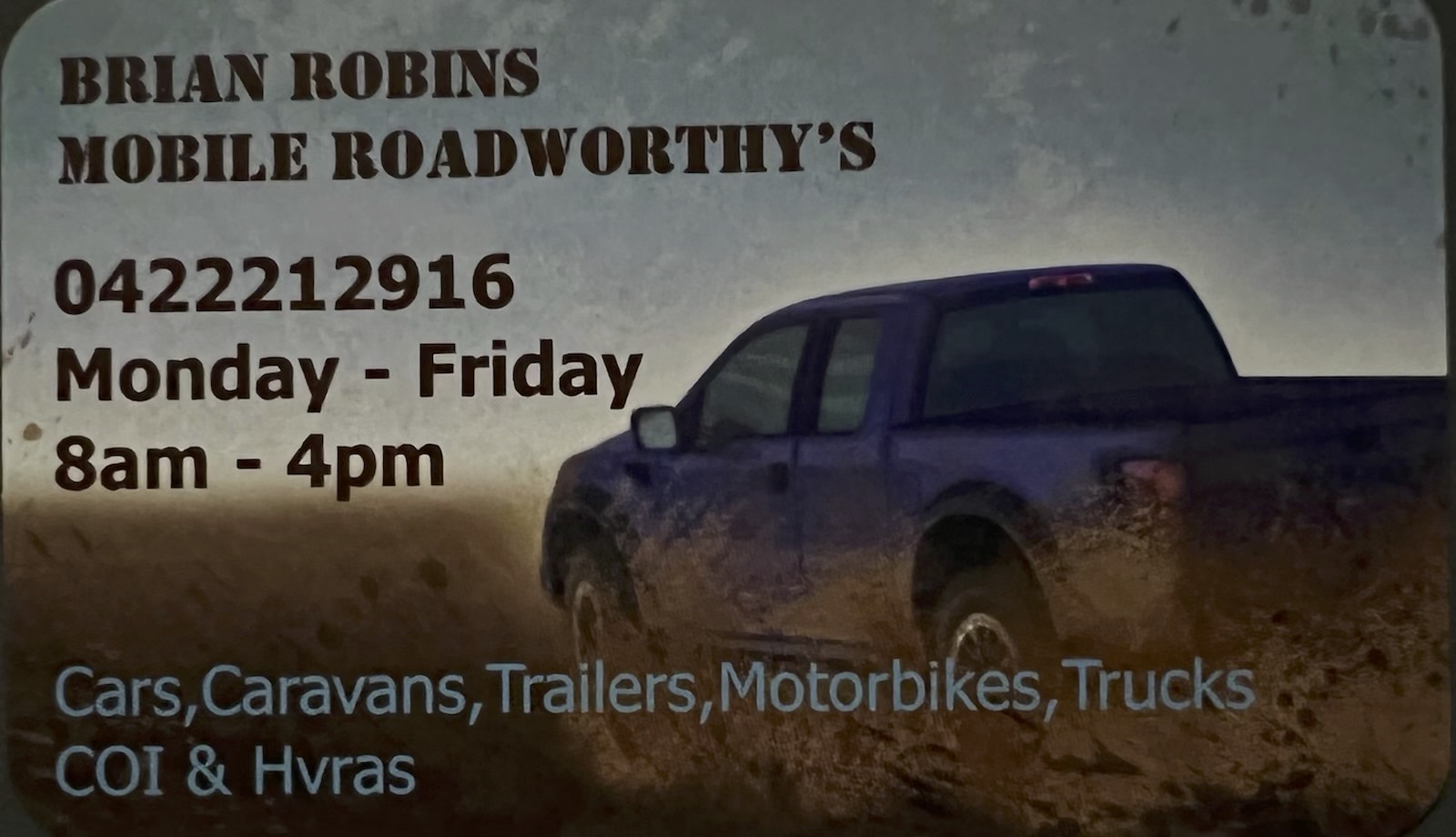 Brian Robins Mobile Roadworthy Certificates – Agnes Water 1770 Business ...